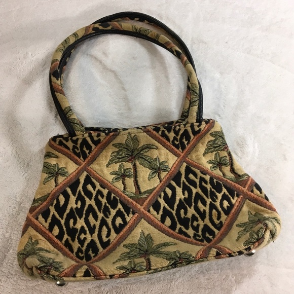 Bags | Palm Tree Pocketbook With Animal Print | Poshmark